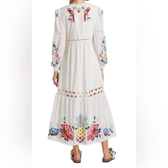 Dresses | Farm Rio Macaw Crossstitch Embroidered Midi Dress | Poshmark